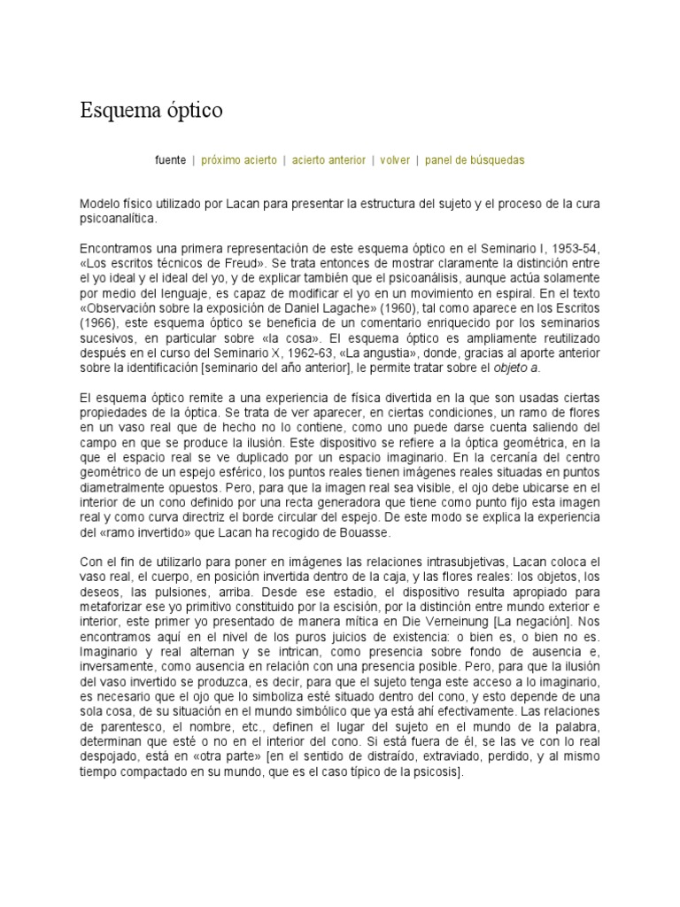 Esquema Óptico de Lacan | PDF | Jacques Lacan | Óptica