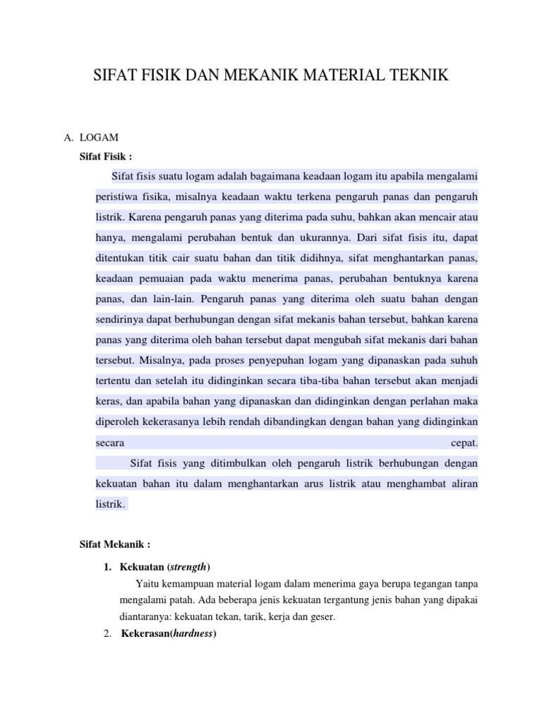 Sifat Fisik Dan Mekanik Material Teknik | PDF