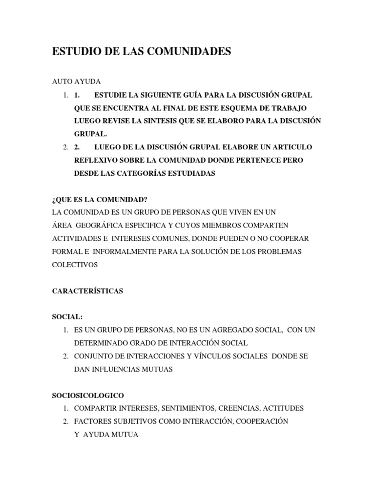 Estudio de Las Comunidades Ubv | PDF | Comunidad | Vida