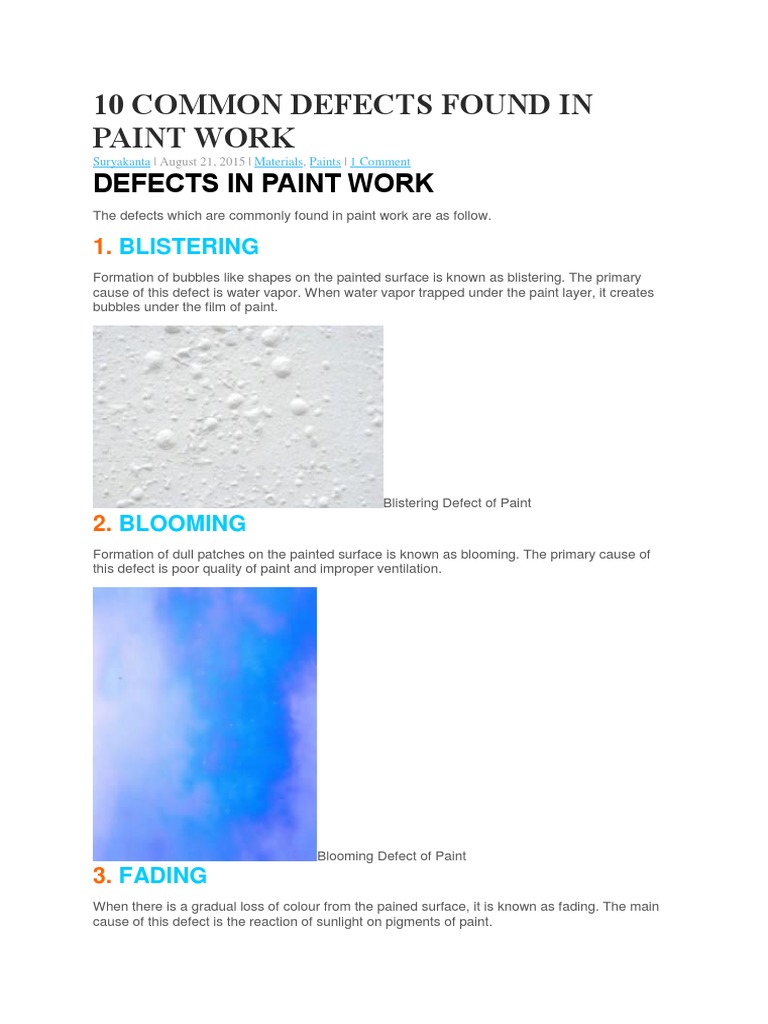 10 Common Defects Found in Paint Work | Paint | Art Media
