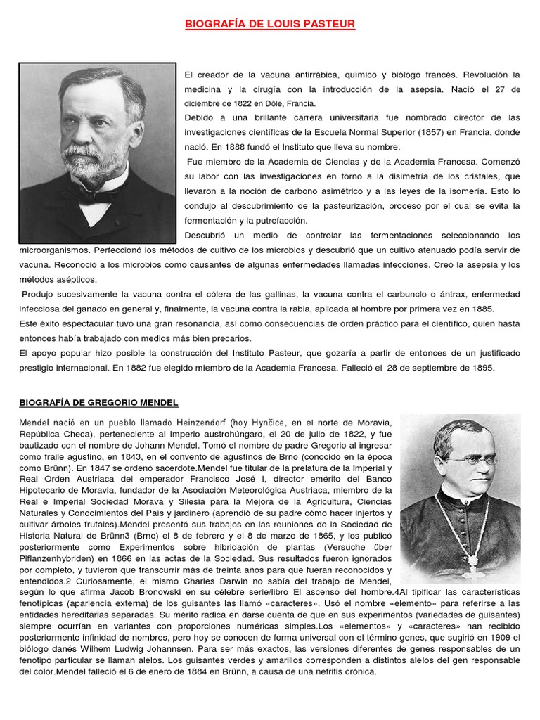 Biografia de Louis Pasteur | PDF | Biología | Salud y bienestar