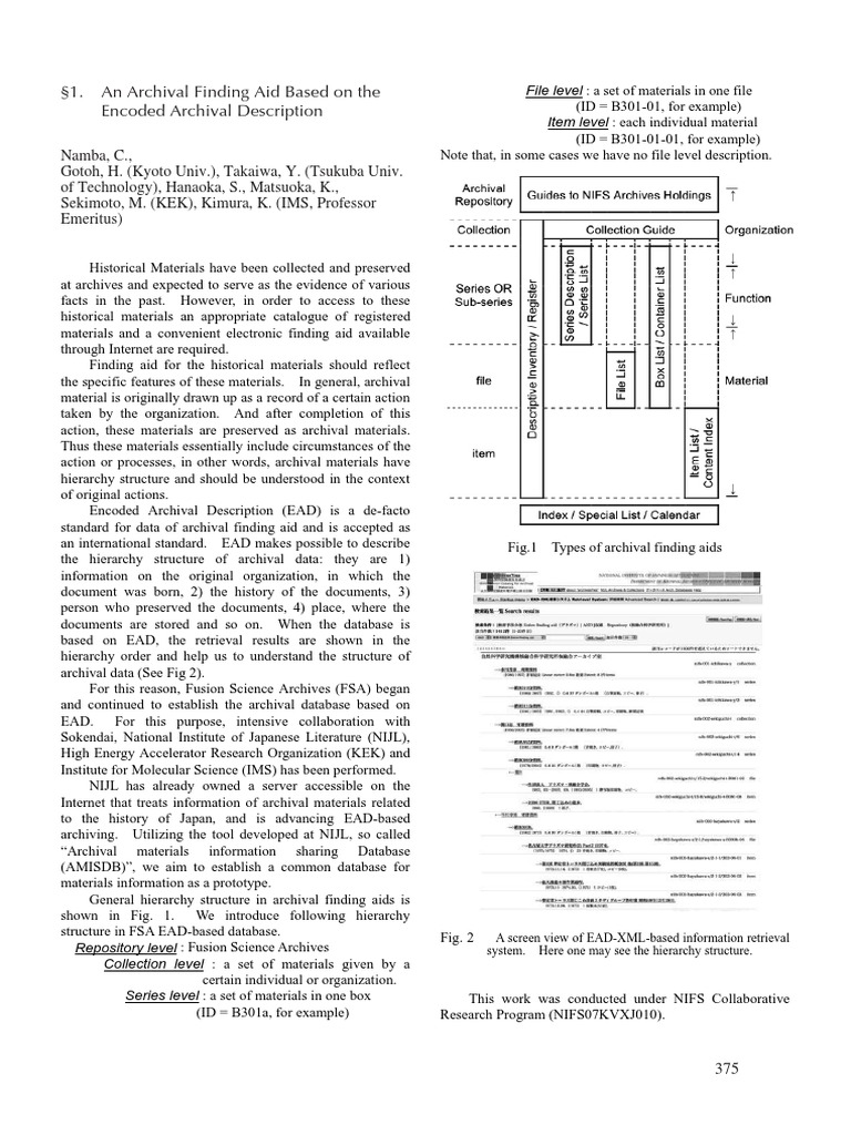 An Archival Finding Aid Based On The Encoded Archival Description ...
