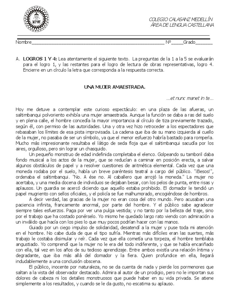 Una Mujer Amaestrada (Comp. de Lect.) | PDF | Mujer | Narración