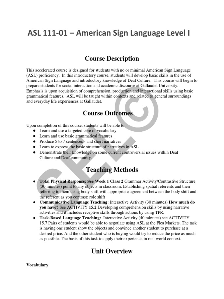 Lesson Plan Unit 15 Dec 2016 | PDF | American Sign Language | Reading ...