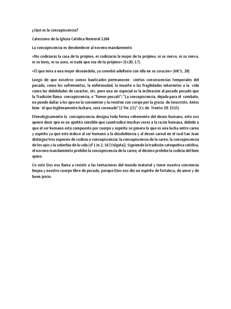 Qué Es La Concupiscencia | PDF