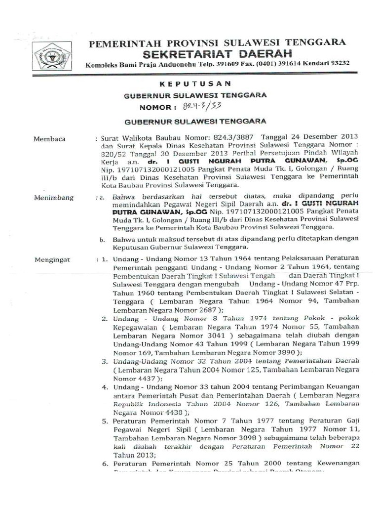 SK Pindah Instansi | PDF