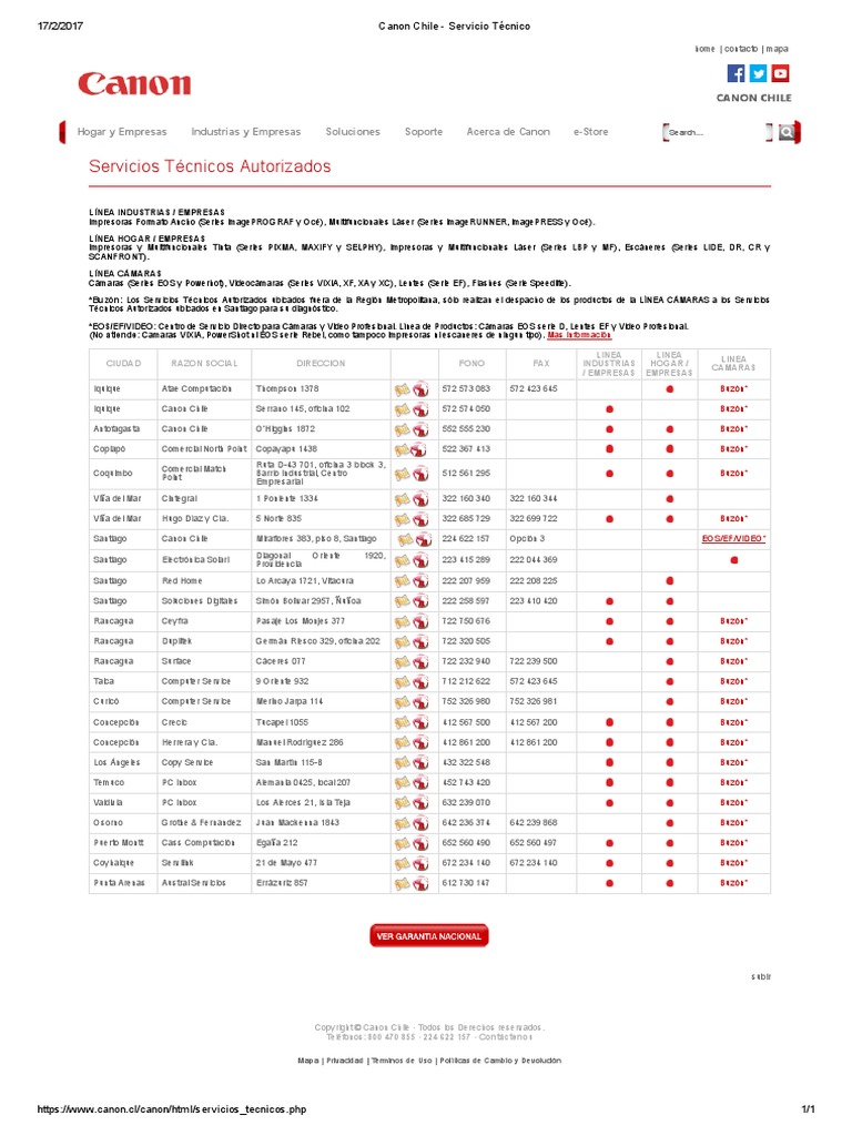 Canon Chile - Servicio Técnico | Empresas de Fotografía de Japón ...
