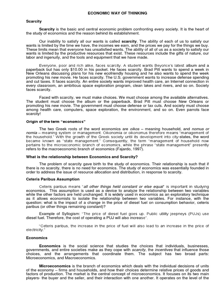 Lecture Note in Economics | PDF | Microeconomics | Economics