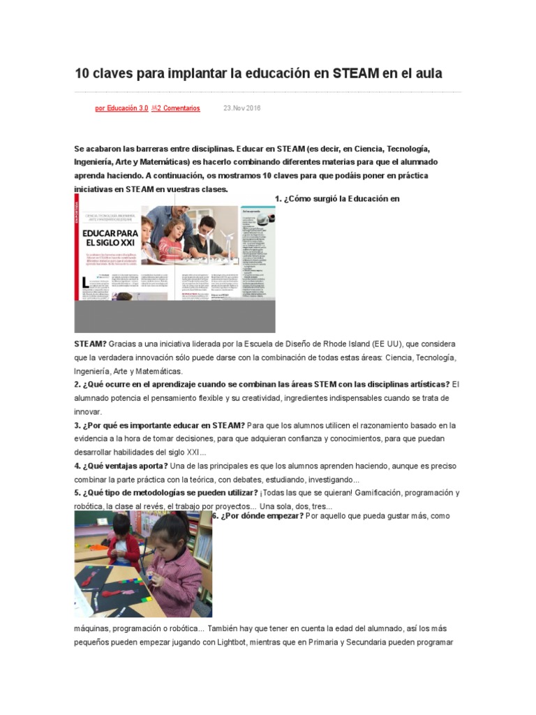Diez claves para implementar con éxito la educación STEAM en el aula ...