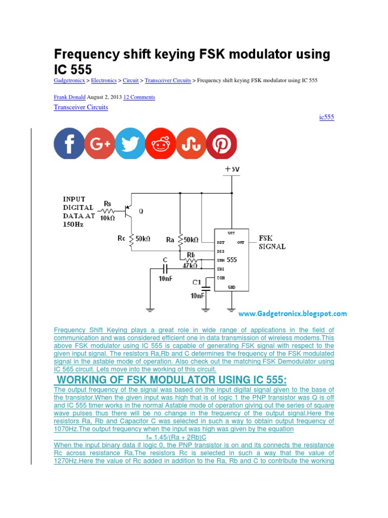 Frequency Shift Keying Circuit Diagram