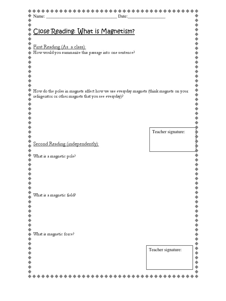 Understanding Magnetism: A Close Reading Guide | PDF | Teaching Methods ...