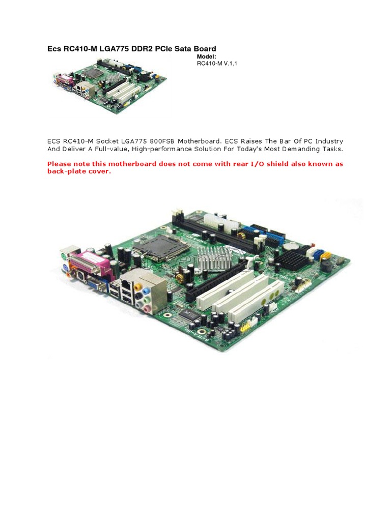 Ecs RC410 | PDF | Personal Computing | Ibm Pc Compatibles
