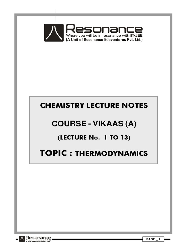 Thermodynamics Lecture Notes Overview | PDF | Heat | Enthalpy