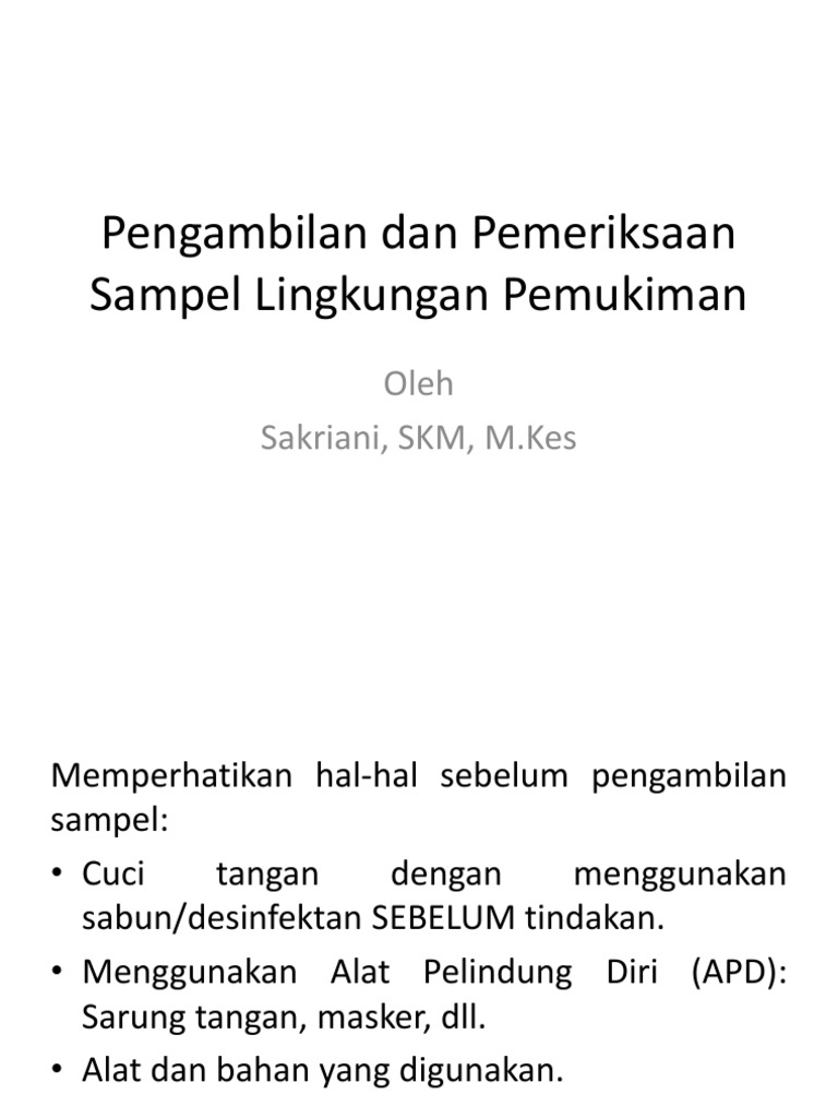 Pengambilan Dan Pemeriksaan Sampel Lingkungan Pemukiman | PDF
