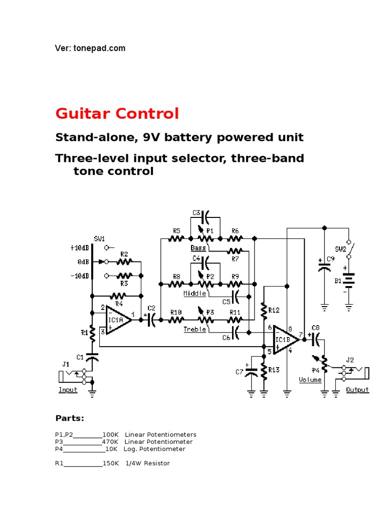 Guitar Control: Stand-Alone, 9V Battery Powered Unit Three-Level Input ...