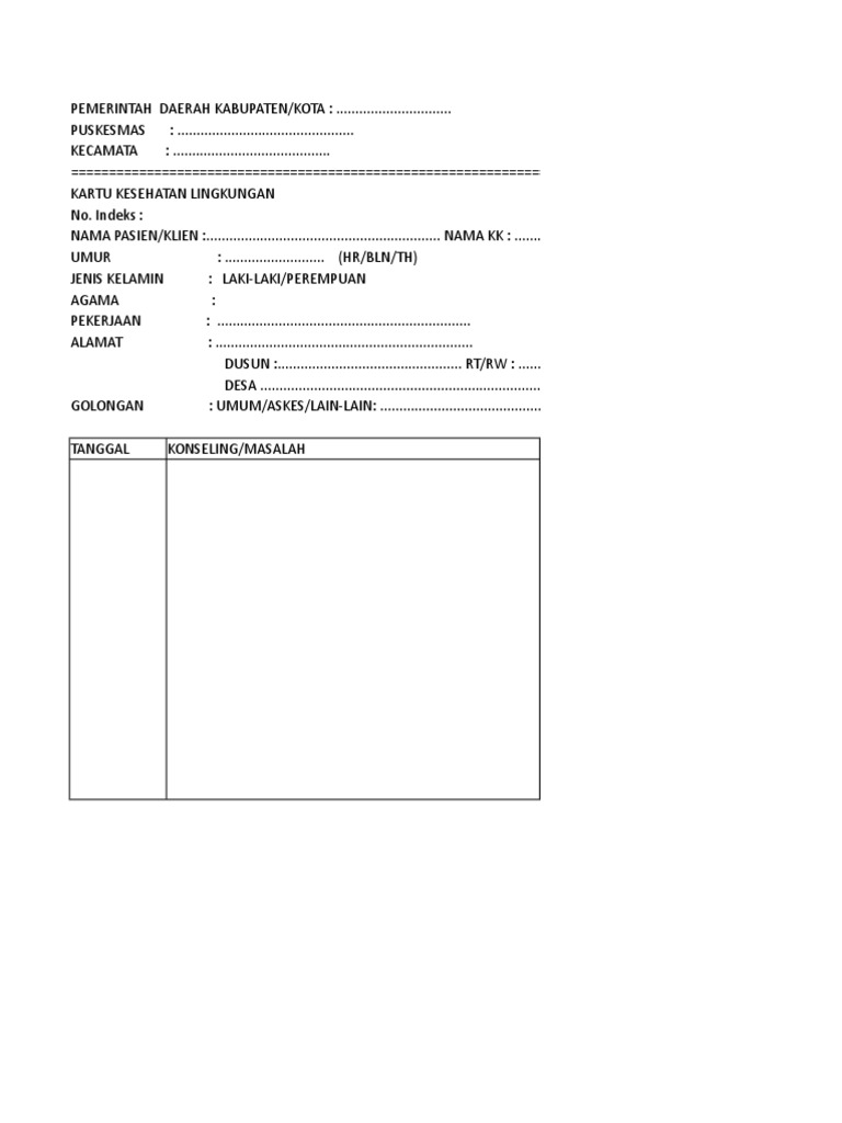 Form Klinik Sanitasi | PDF