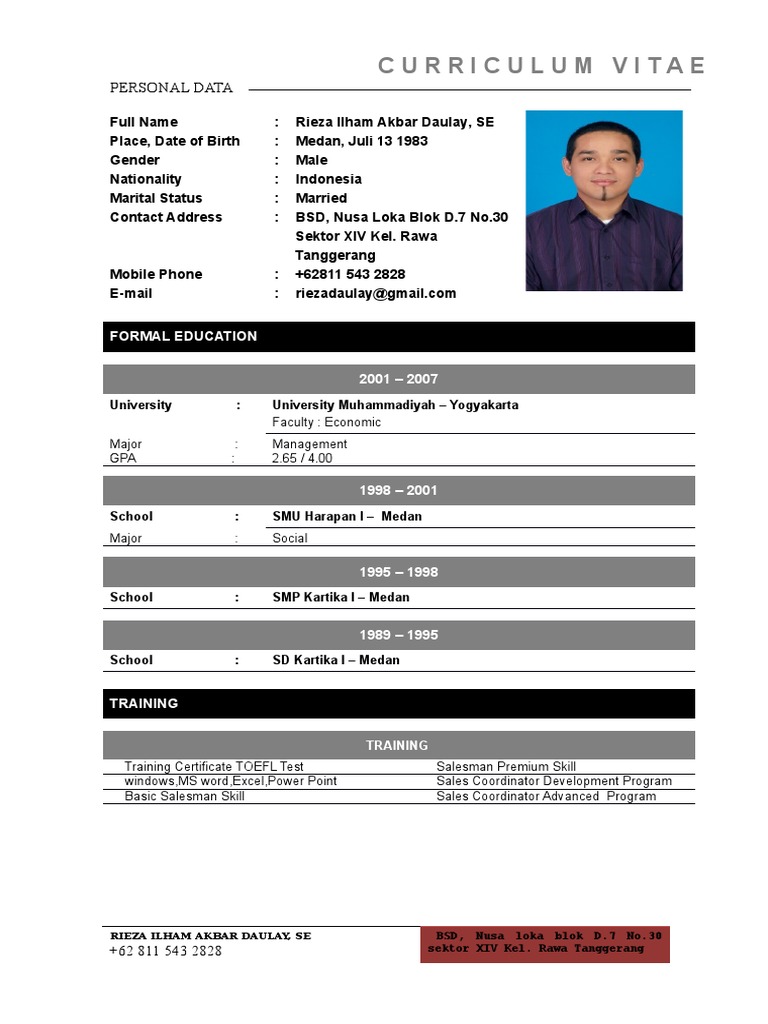 Curriculum Vitae: Personal Data | PDF | Business | Computing And Information Technology