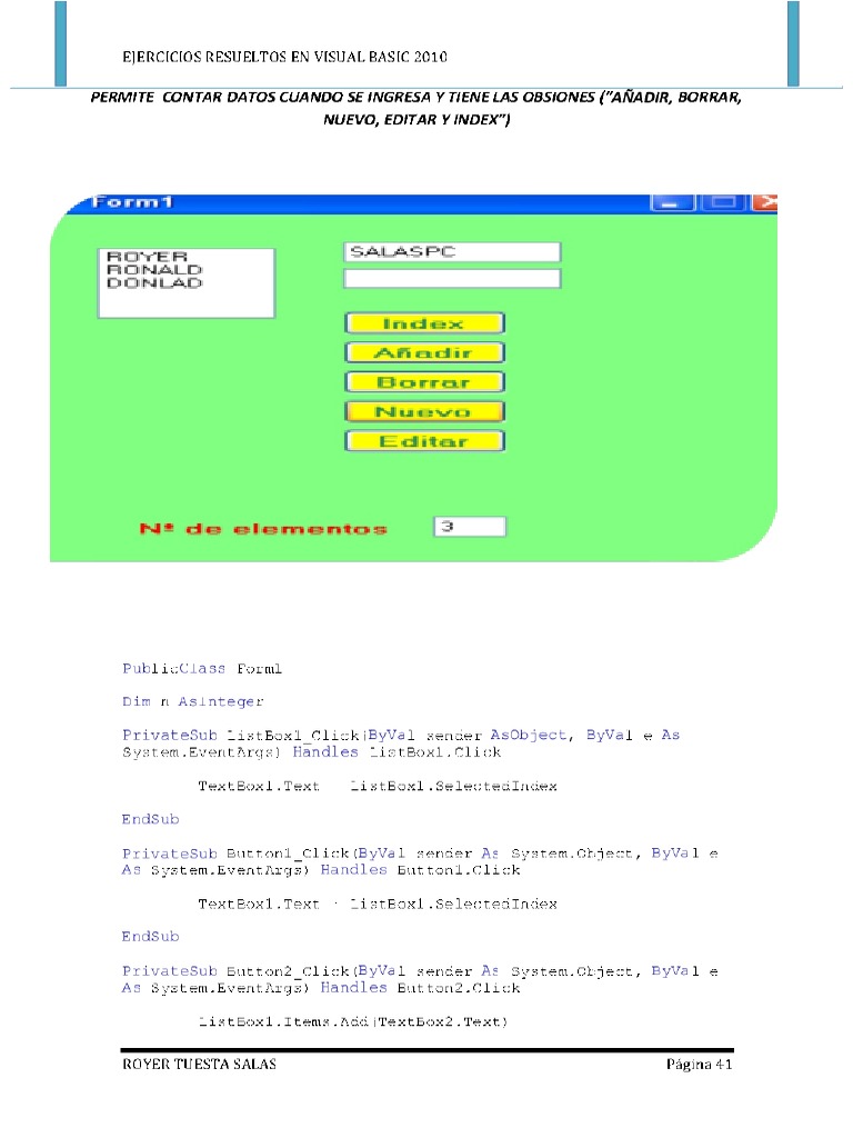 Ejercicios Resueltos en Visual Basic 2010-42-1024 | PDF
