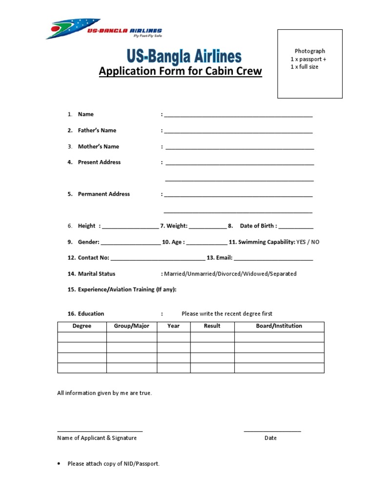 Cabin Crew Application Form1 | PDF | Government And Personhood | Social ...