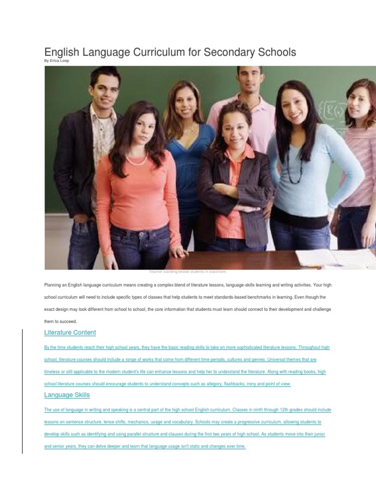 English Language Curriculum For Secondary Schools PDF Curriculum
