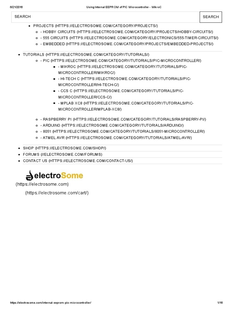 Using Internal EEPROM of PIC Microcontroller - MikroC | PDF | Microcontroller | Flash Memory