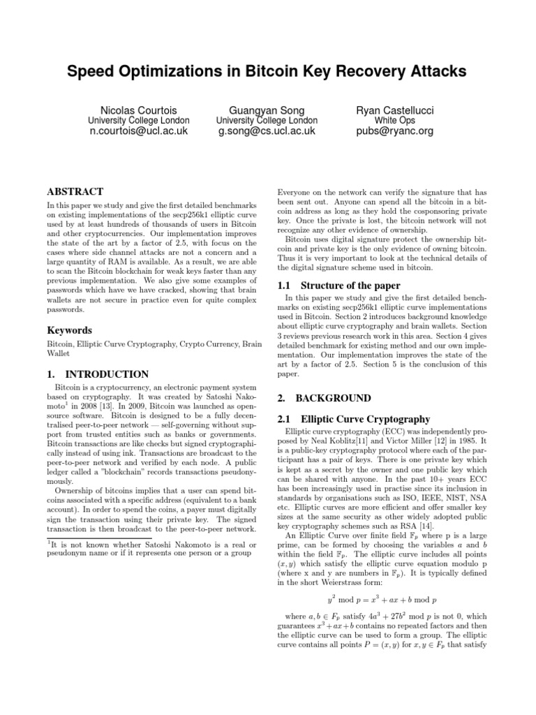 Bitcoin Key Recovery | PDF | Cryptography | Bitcoin