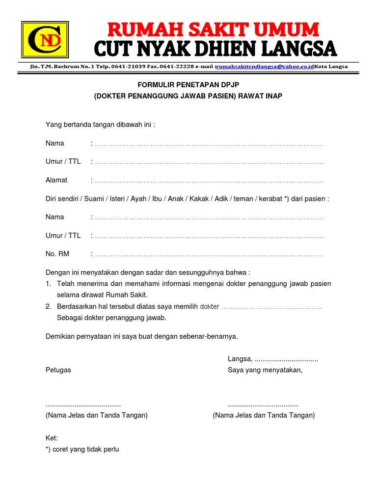 Formulir Penetapan DPJP | PDF