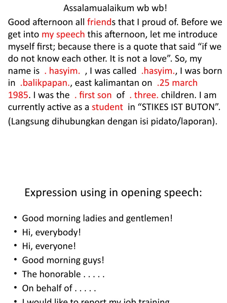 1 Example of Opening Speech | PDF | Religion And Belief