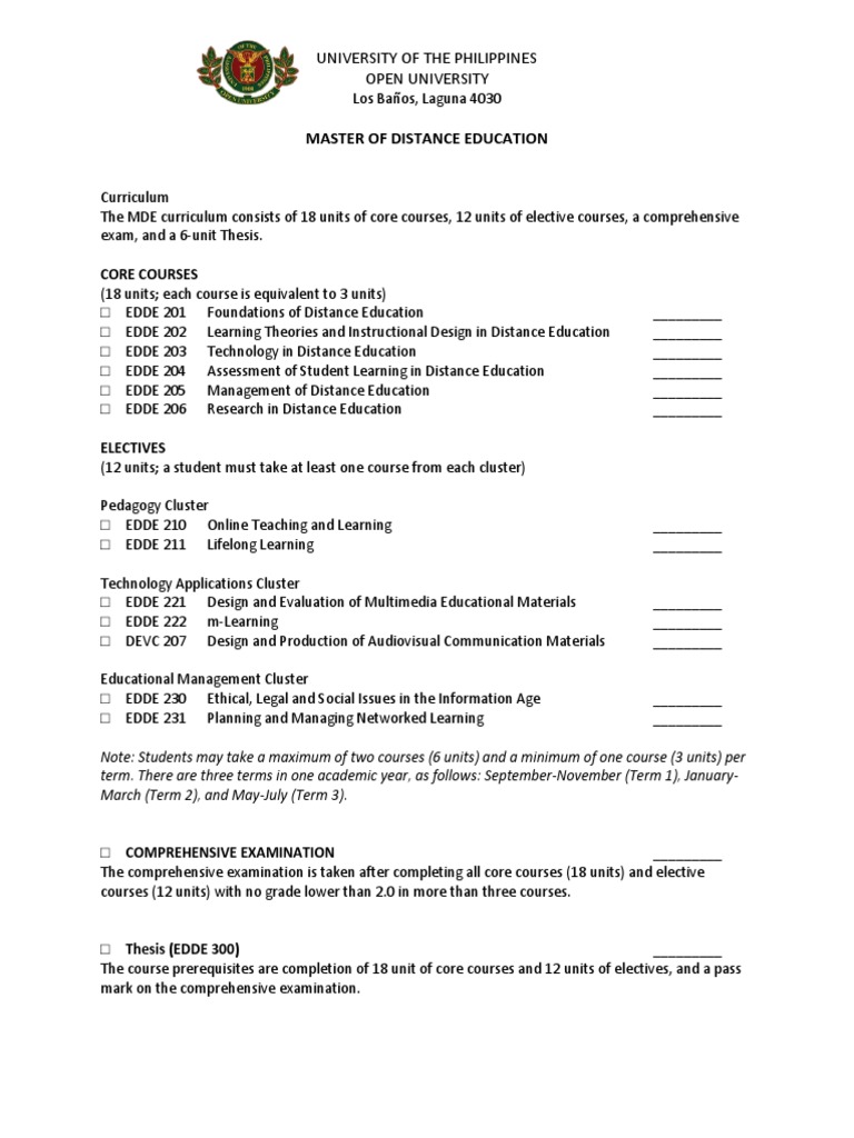 Master of Distance Education: University of The Philippines Open ...