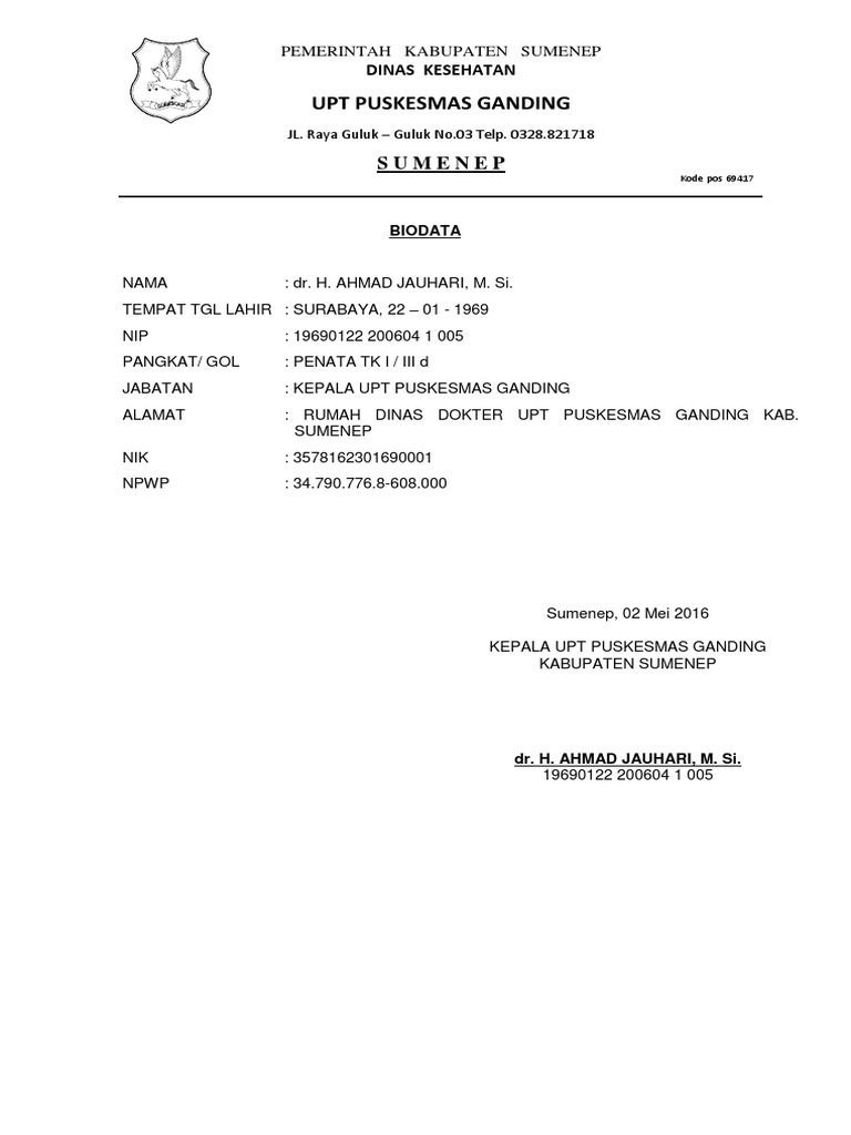Biodata Dokter | PDF