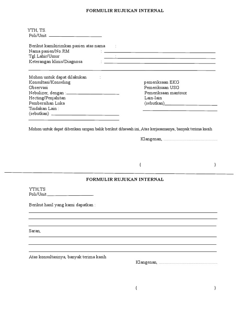 Formulir Rujukan Internal | PDF