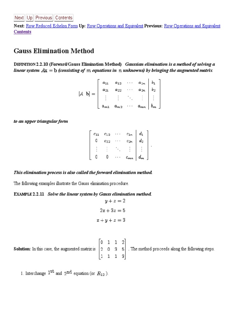 Gauss Elimination Method | Download Free PDF | System Of Linear ...