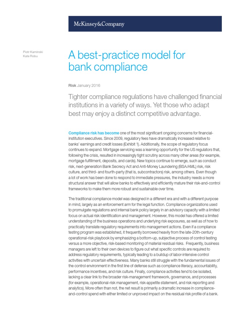 A Best Practice Model For Bank Compliance 2 | PDF | Risk | Business Process