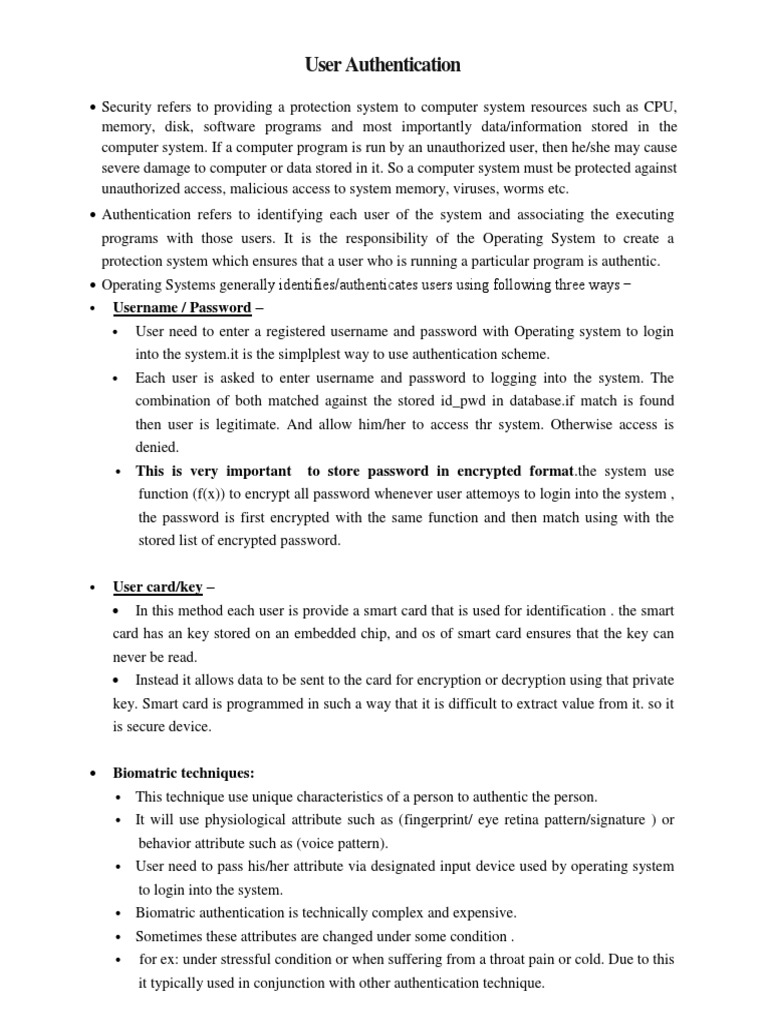 User Authentication: Username / Password | PDF | User (Computing ...