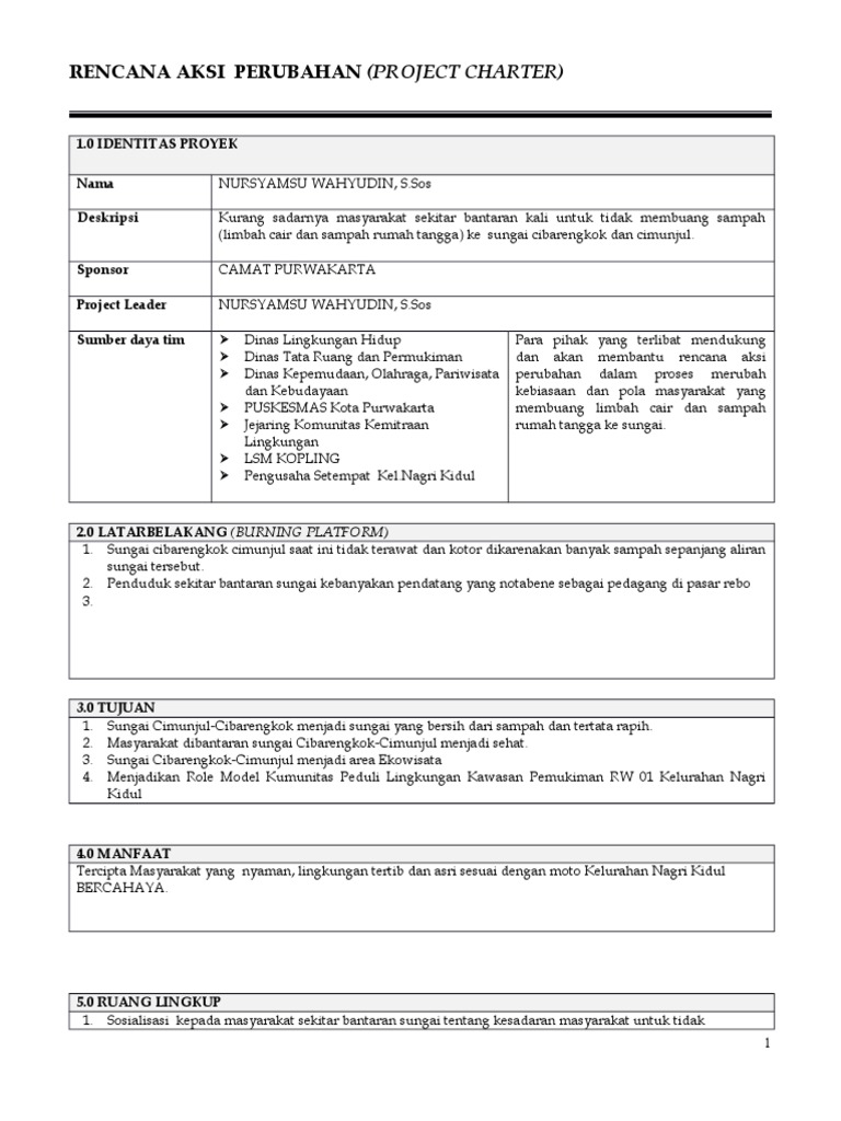 FORMAT-Rencana Proyek Perubahan (BARU) | PDF