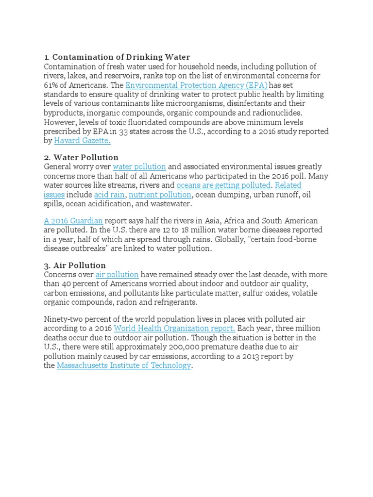 Environmental Protection Agency (EPA) : 1. Contamination of Drinking ...