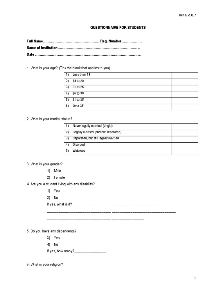 23-05-17 Questionnaire For Students Final (23!5!17) | PDF | Shopping ...