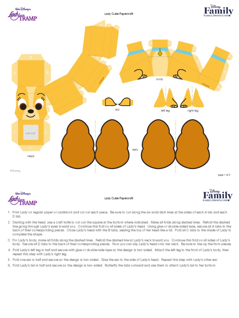 Lady and Tramp Lady Cutie Papercraft | PDF | Scale Modeling | Paper