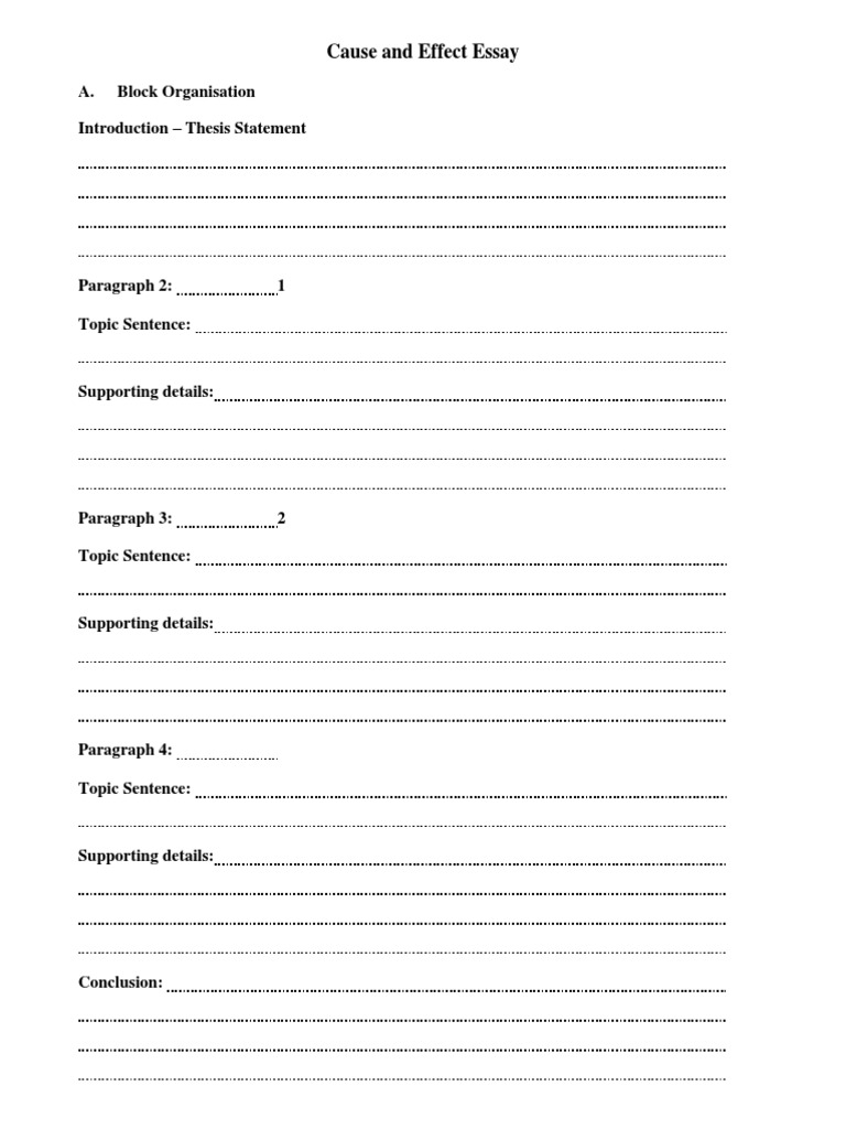 Cause and Effect Essay Template | PDF | Causality | Pollution