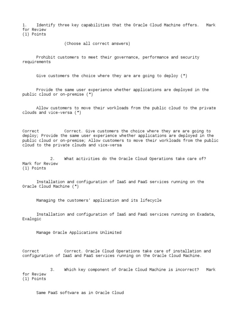 Oracle Cloud Machine 2017 PreSales Specialist Assessment | PDF ...