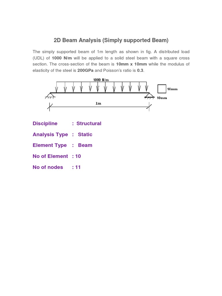 EX02. 2D Beam Analysis (Simply Supported Beam) | Beam (Structure ...