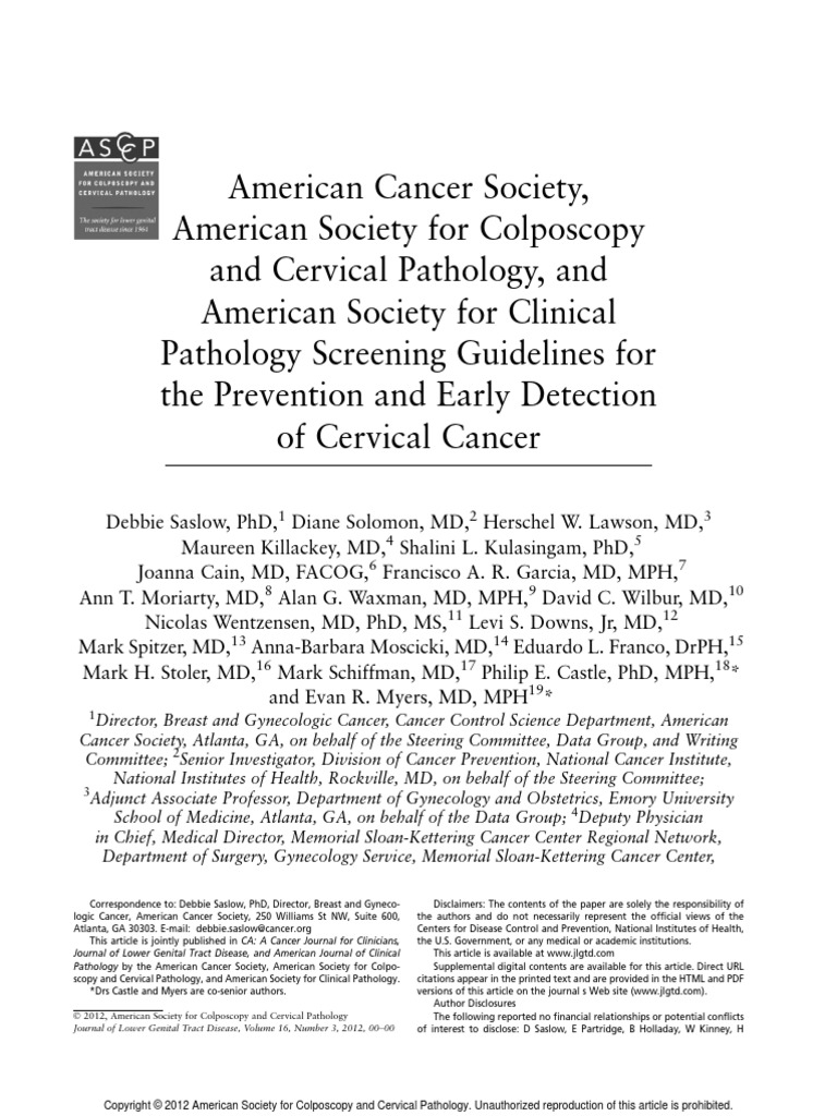 ASCCP Guidelines PDF | PDF | Cervical Cancer | Health Care