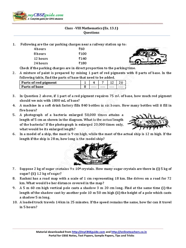 Parts of Red Pigment Parts of Base: Class - VIII Mathematics (Ex. 13.1 ...