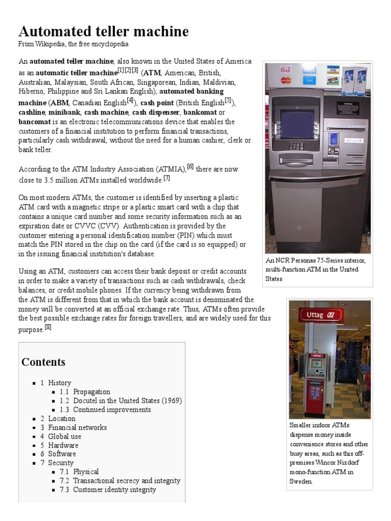 Automated Teller Machine | PDF | Automated Teller Machine | Emv