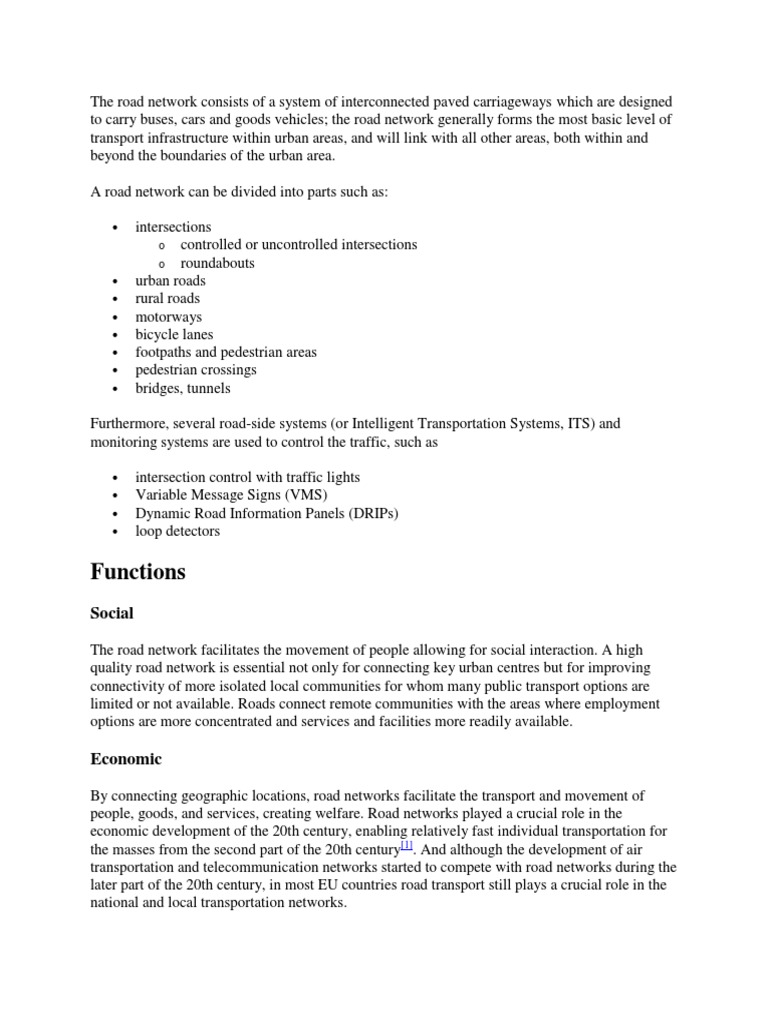 Road Network Pdf Traffic Road
