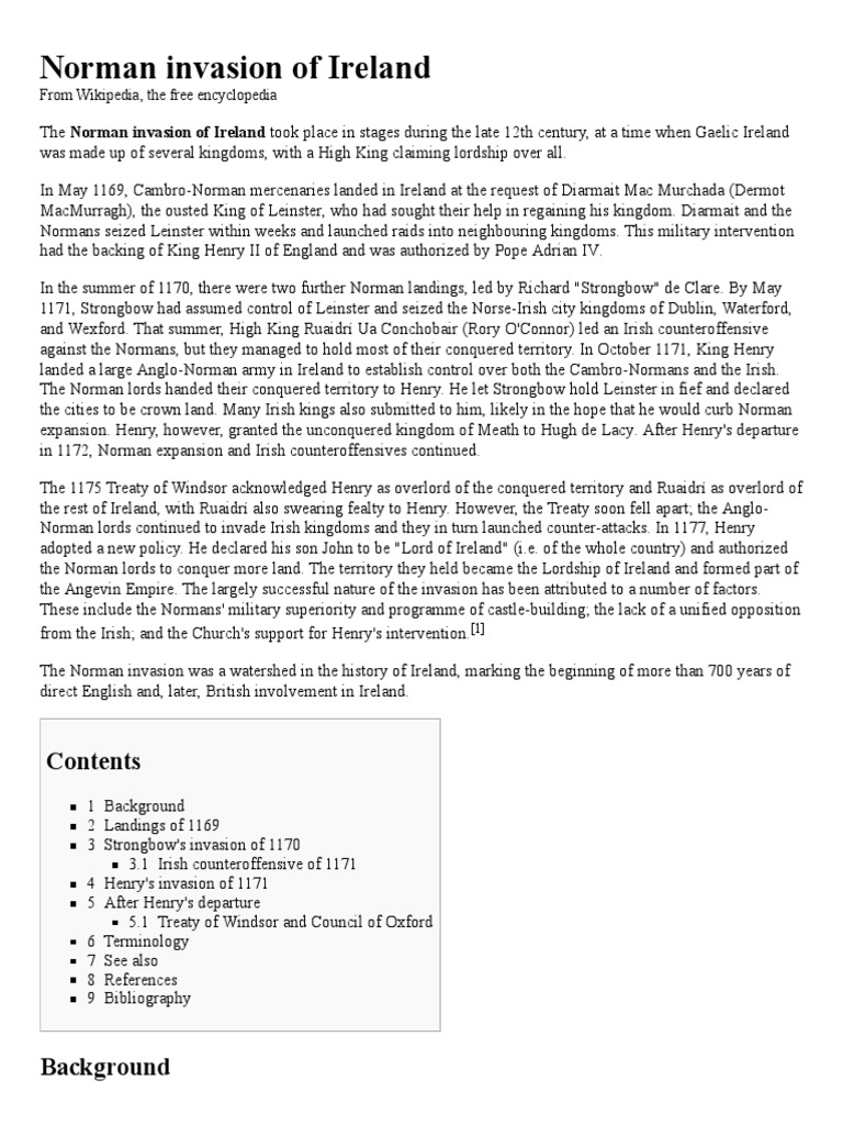 Norman Invasion of Ireland | PDF | Ireland | Middle Ages