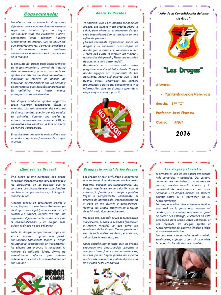 Triptico Drogas | PDF | La dependencia de sustancias | Drogas Triptico Drogas | PDF | La dependencia de sustancias | Drogas