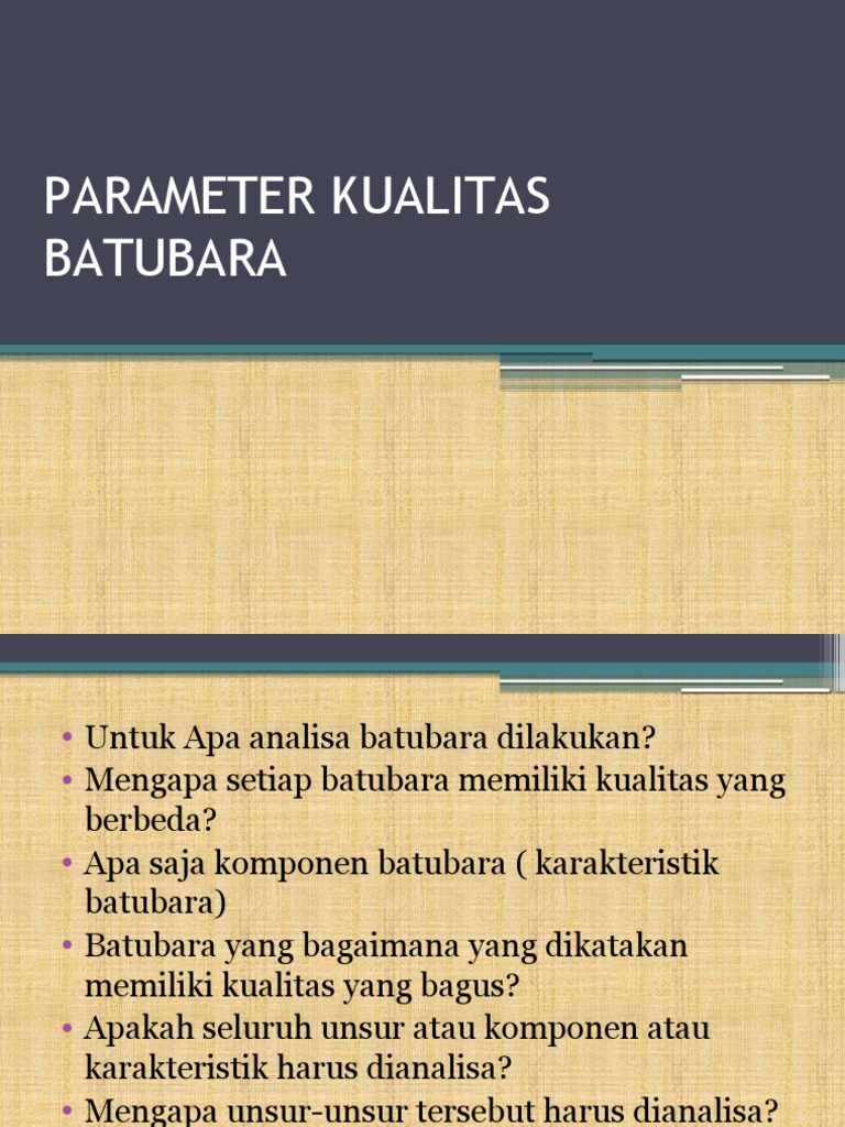 Parameter Kualitas Batubara | PDF