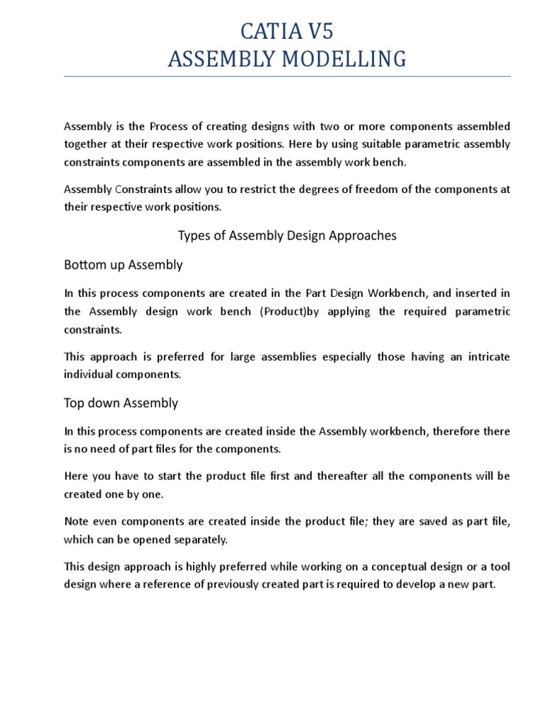 CatIA Assembly Modelling | PDF | Top Down And Bottom Up Design | Dialog Box