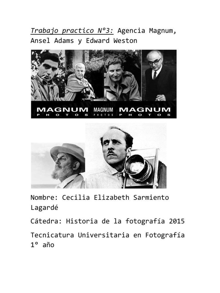 Historia de Magnum, Adams y Weston | PDF | Medios de arte